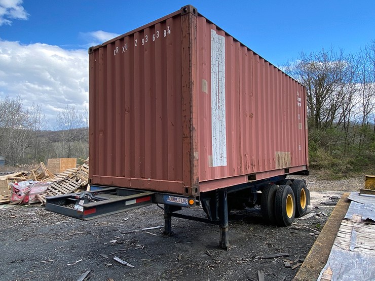 Tandem Axle Container Chassis & 20' Sea Container Box - Lot #32, Pallet ...